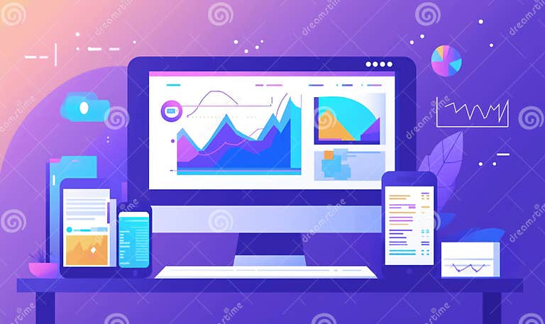Data Visualization Dashboard with Multiple Devices Displaying Analytics ...