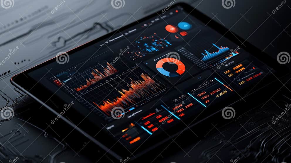 Data Visualization on Digital Tablet Screen Stock Illustration ...