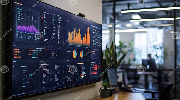 Data Visualization Display Showing Financial Charts, Graphs, and Data ...