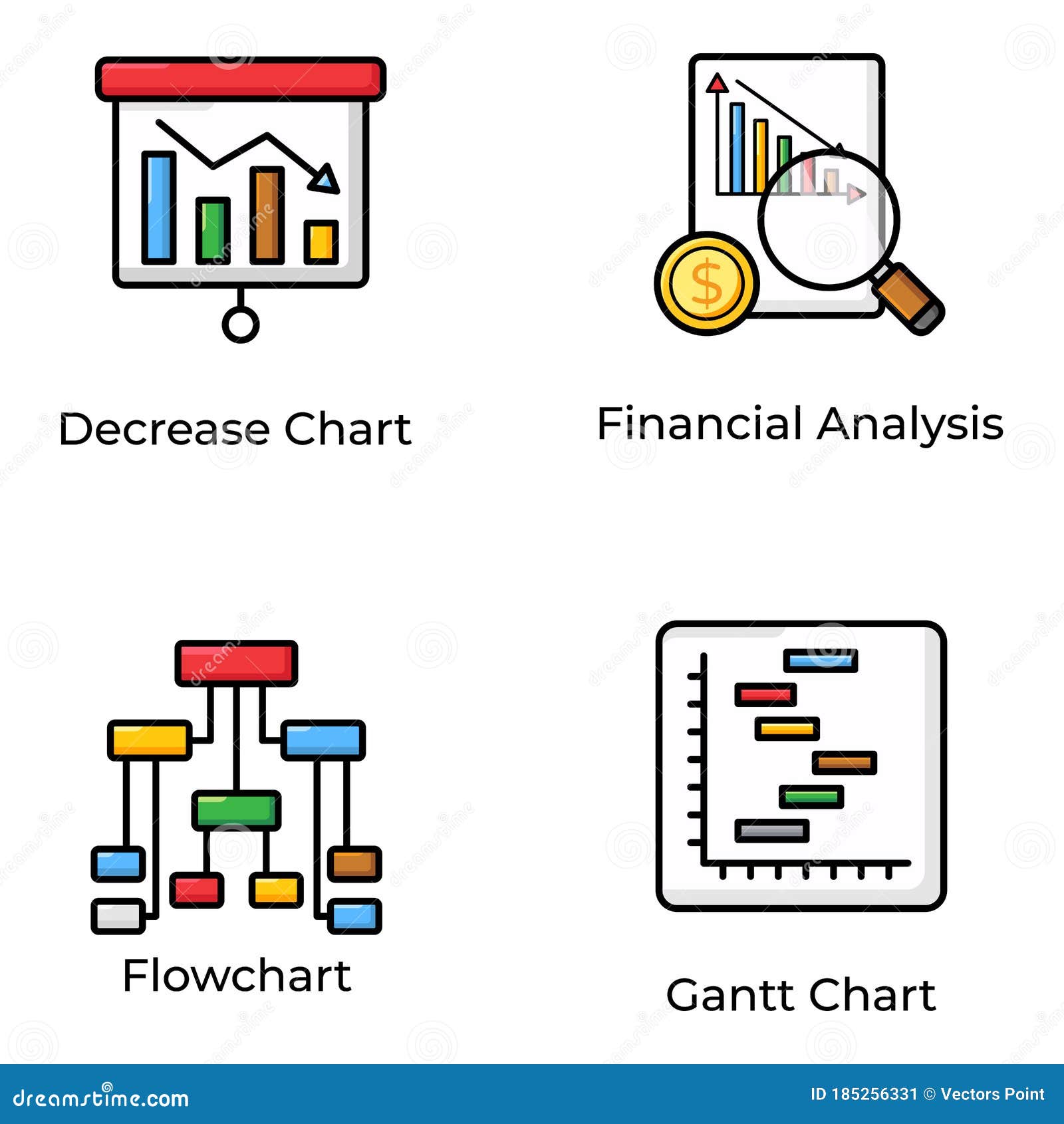 Data Visualization Flat Vectors Pack Stock Vector - Illustration of ...