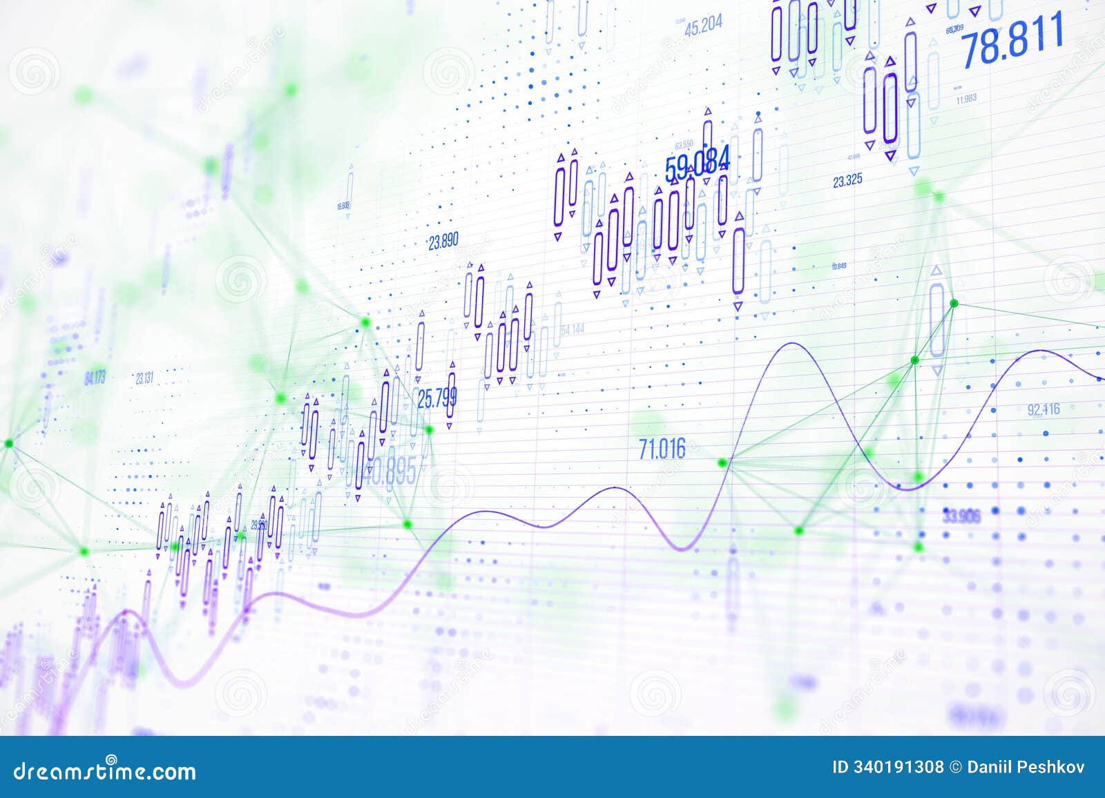 Data Visualization with Graphs and Charts. 3D Rendering Stock ...