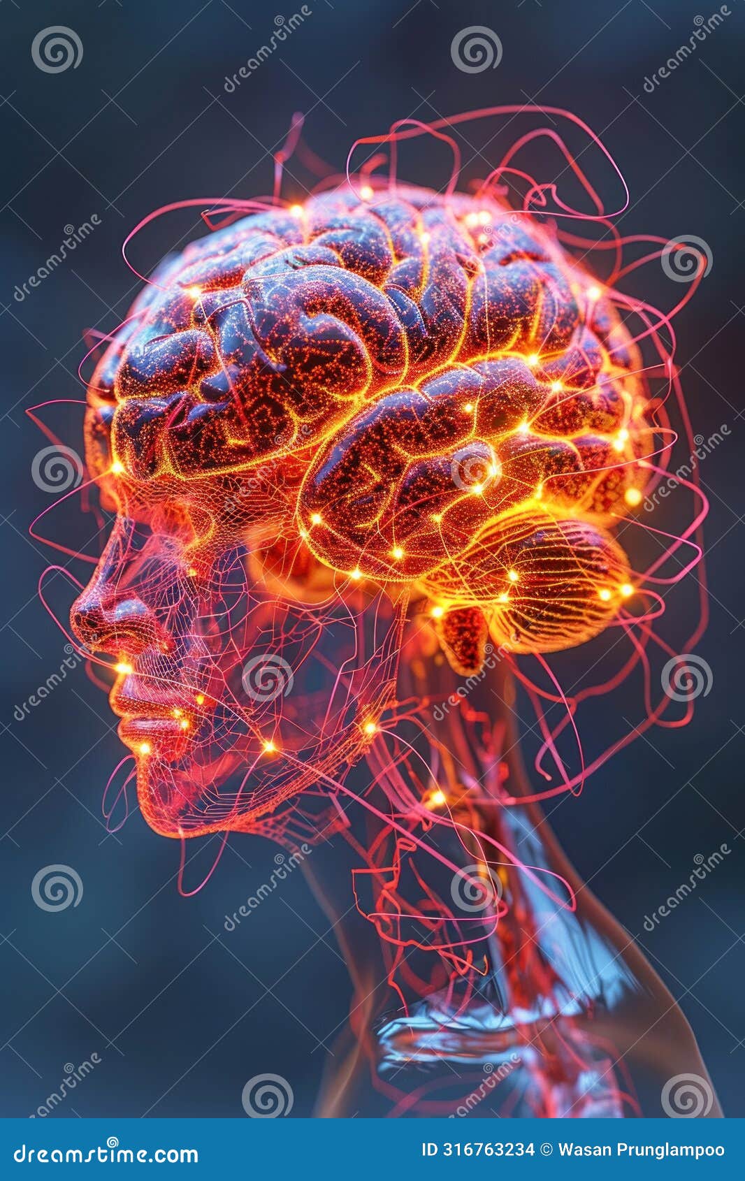 A Data Visualization of the Human Brain, with Neurons Firing and ...