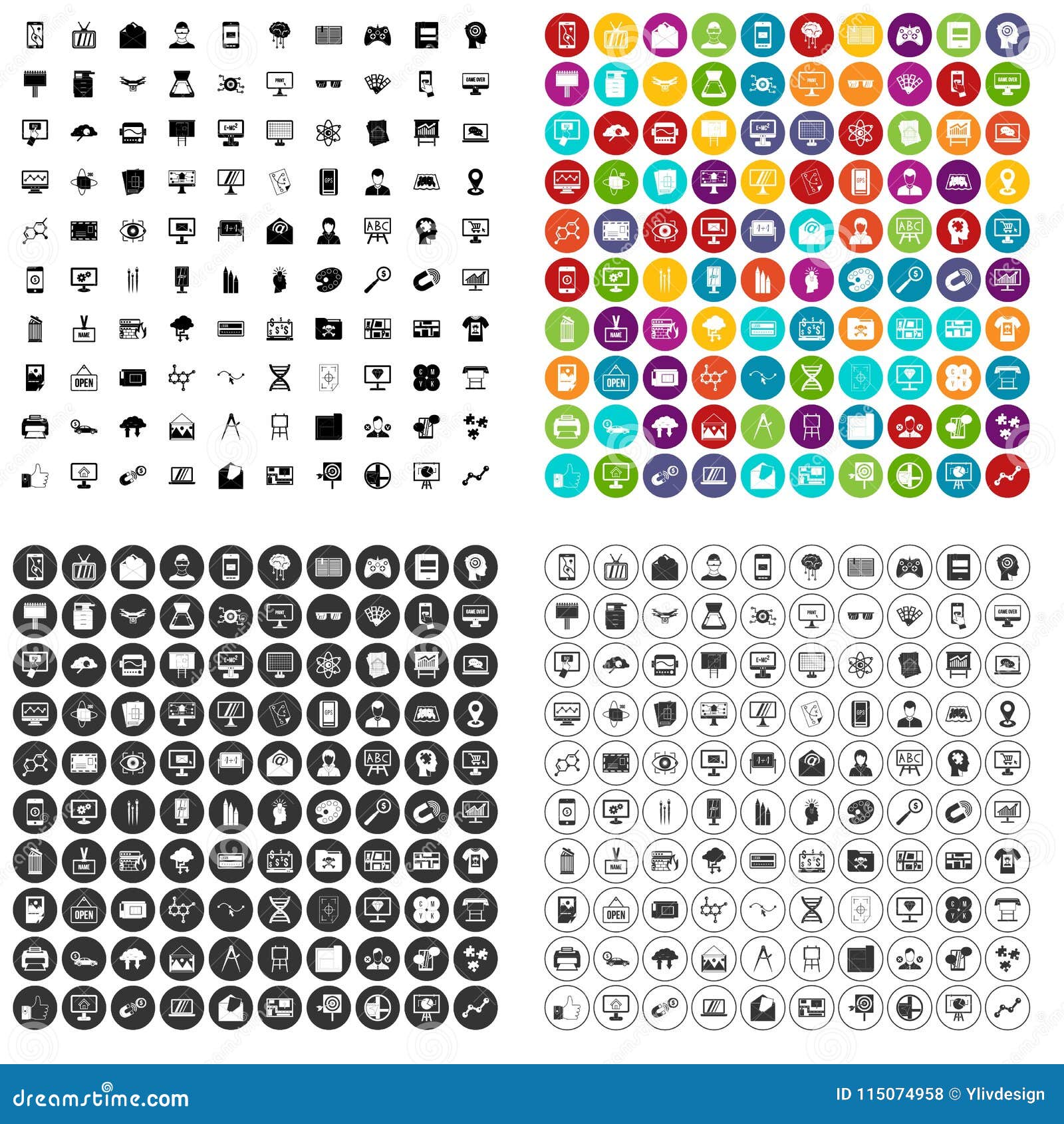 100 Data Visualization Icons Set Vector Variant Stock Vector ...