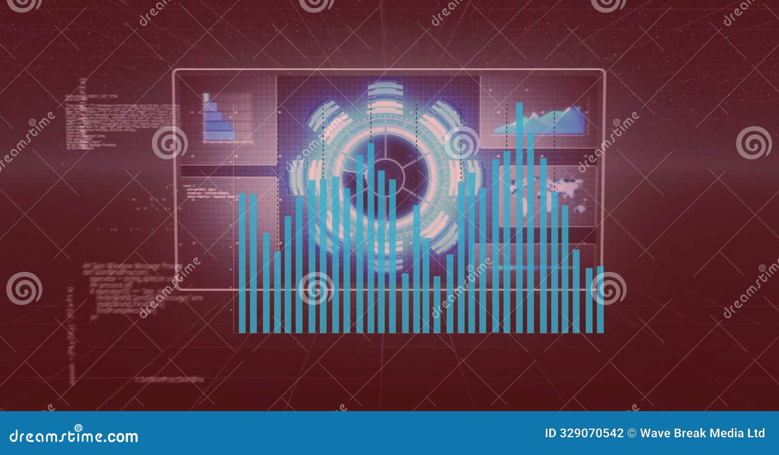 Data Visualization Image with Circular and Bar Graphs Over Digital ...