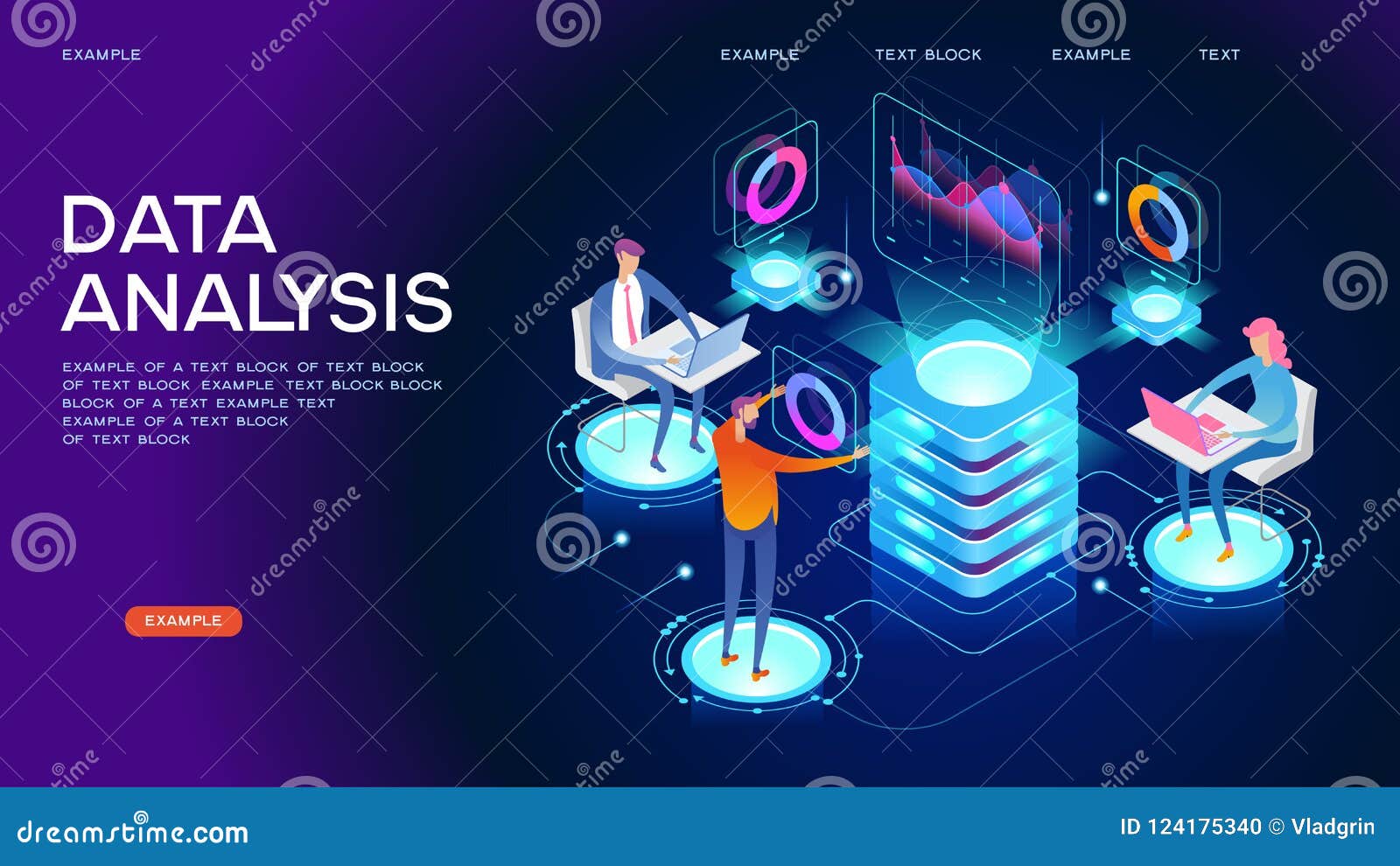 Data Visualization Isometric Concept Banner Stock Vector - Illustration ...