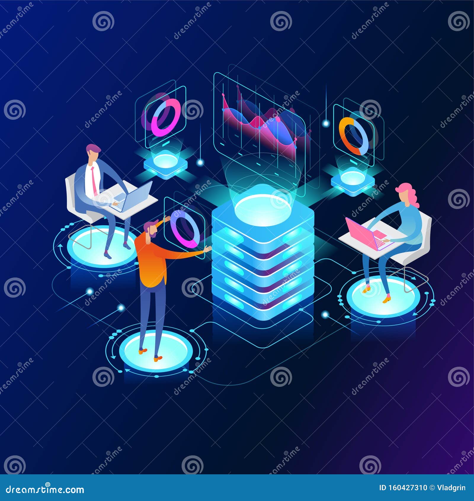 Data Visualization Isometric Concept Banner Stock Illustration ...