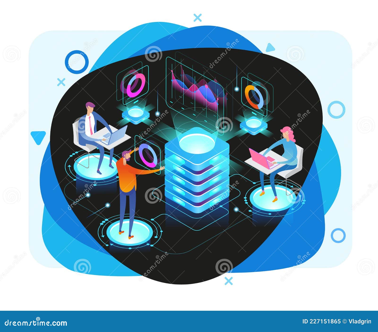 Data Visualization Isometric Concept Banner Stock Vector - Illustration ...