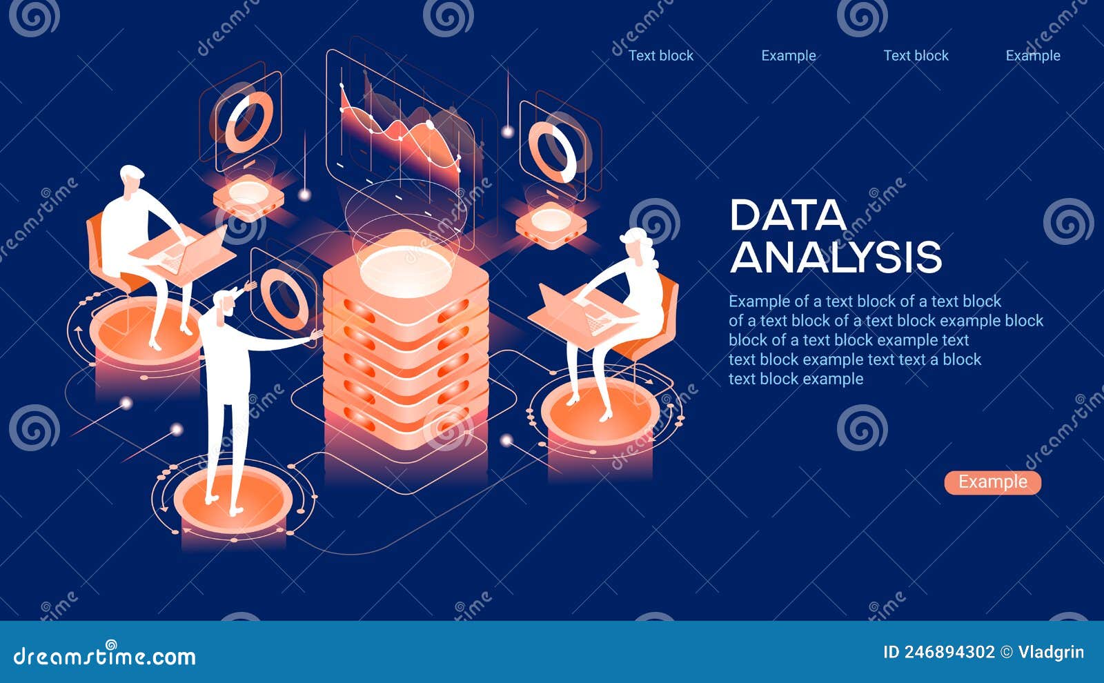 Data Visualization Isometric Concept Banner Stock Vector - Illustration ...