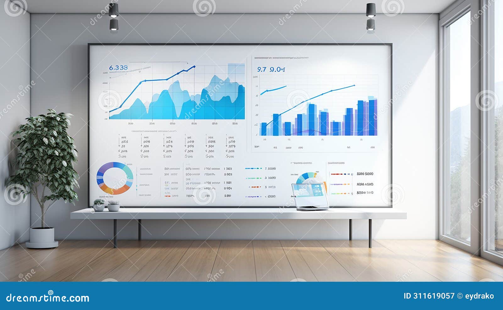 Data Visualization: Large Canvas Frame with Graphs and Charts in Room ...