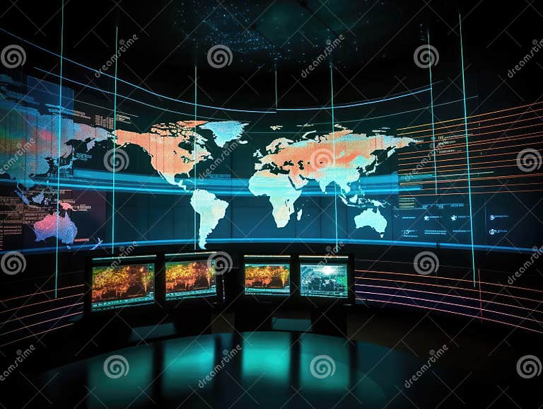 Data Visualization on Large Projected Screens Stock Illustration ...