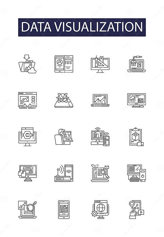 Data Visualization Line Vector Icons and Signs. Plotting, Diagramming ...