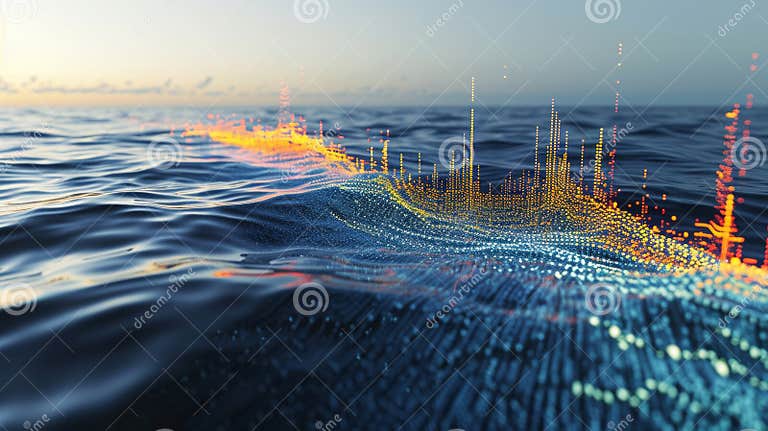 Data Visualization of Ocean Waves with Futuristic Digital Particles ...