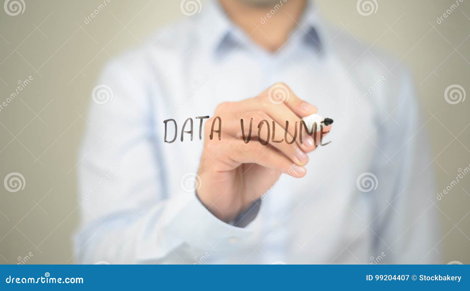 Data Volume, Man Writing on Transparent Screen Stock Image - Image of ...
