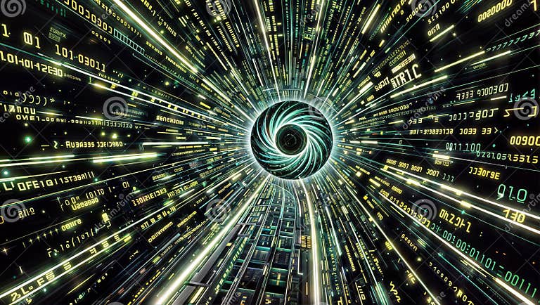 Data Vortex: Futuristic Binary Code Art, Generative Ai Stock Illustration - Illustration of tech ...