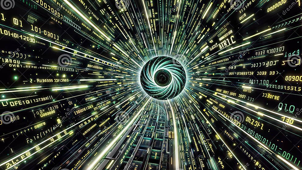 Data Vortex: Futuristic Binary Code Art, Generative Ai Stock Illustration - Illustration of tech ...