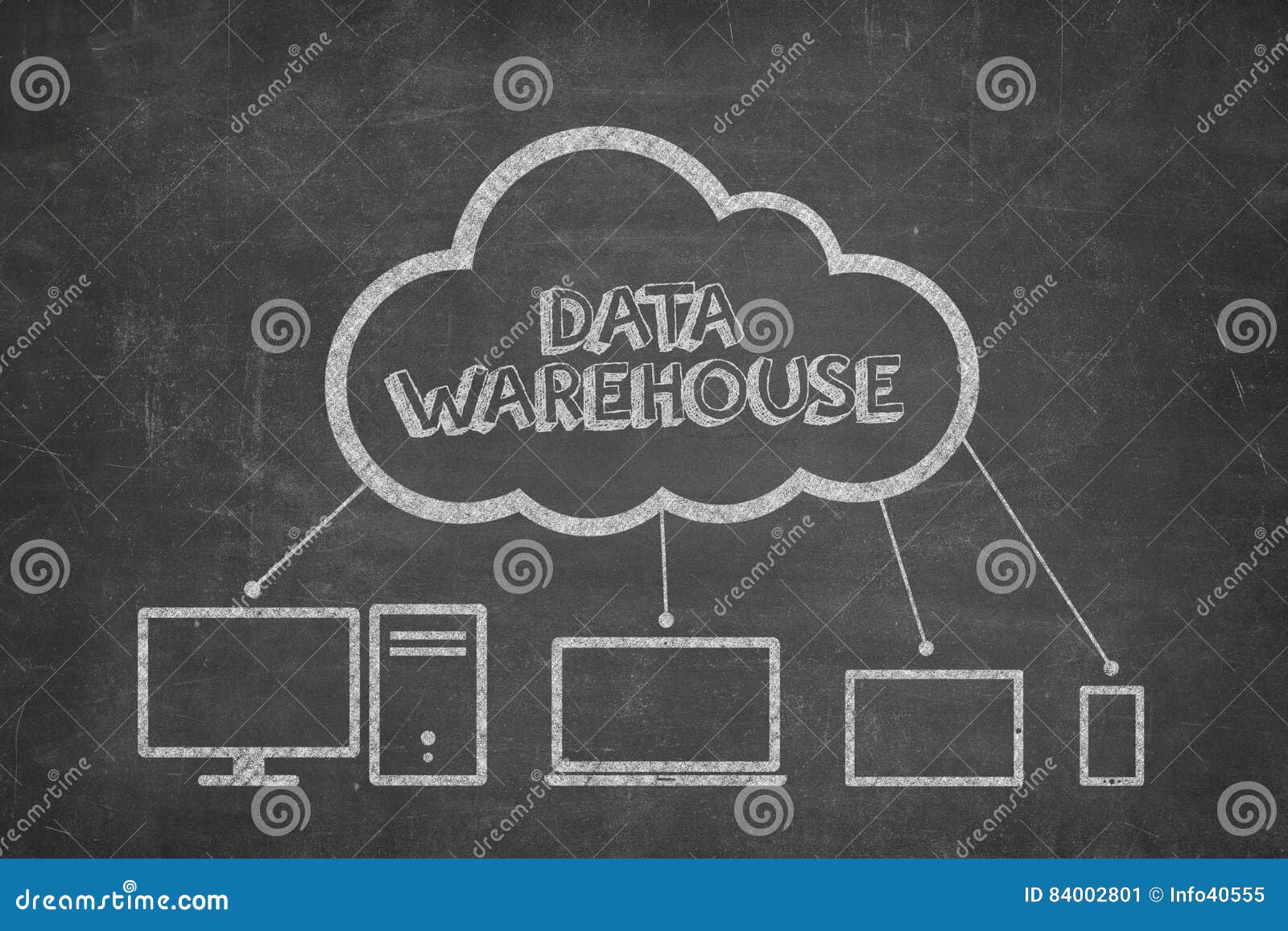 Data Warehouse Concept on Blackboard Stock Image - Image of laptop ...