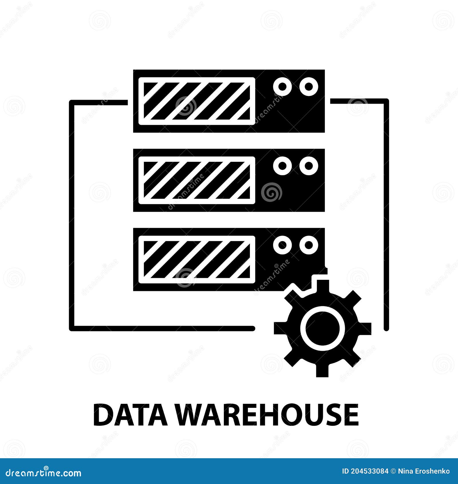 Data Warehouse Icon, Black Vector Sign with Editable Strokes, Concept ...