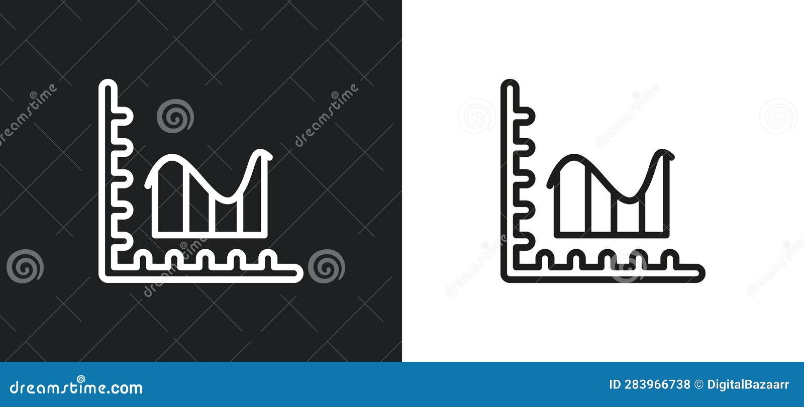 Data Wave Outline Icon in White and Black Colors. Data Wave Flat Vector ...