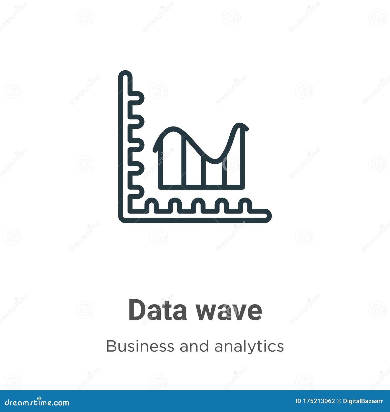 Data Wave Outline Vector Icon. Thin Line Black Data Wave Icon, Flat ...