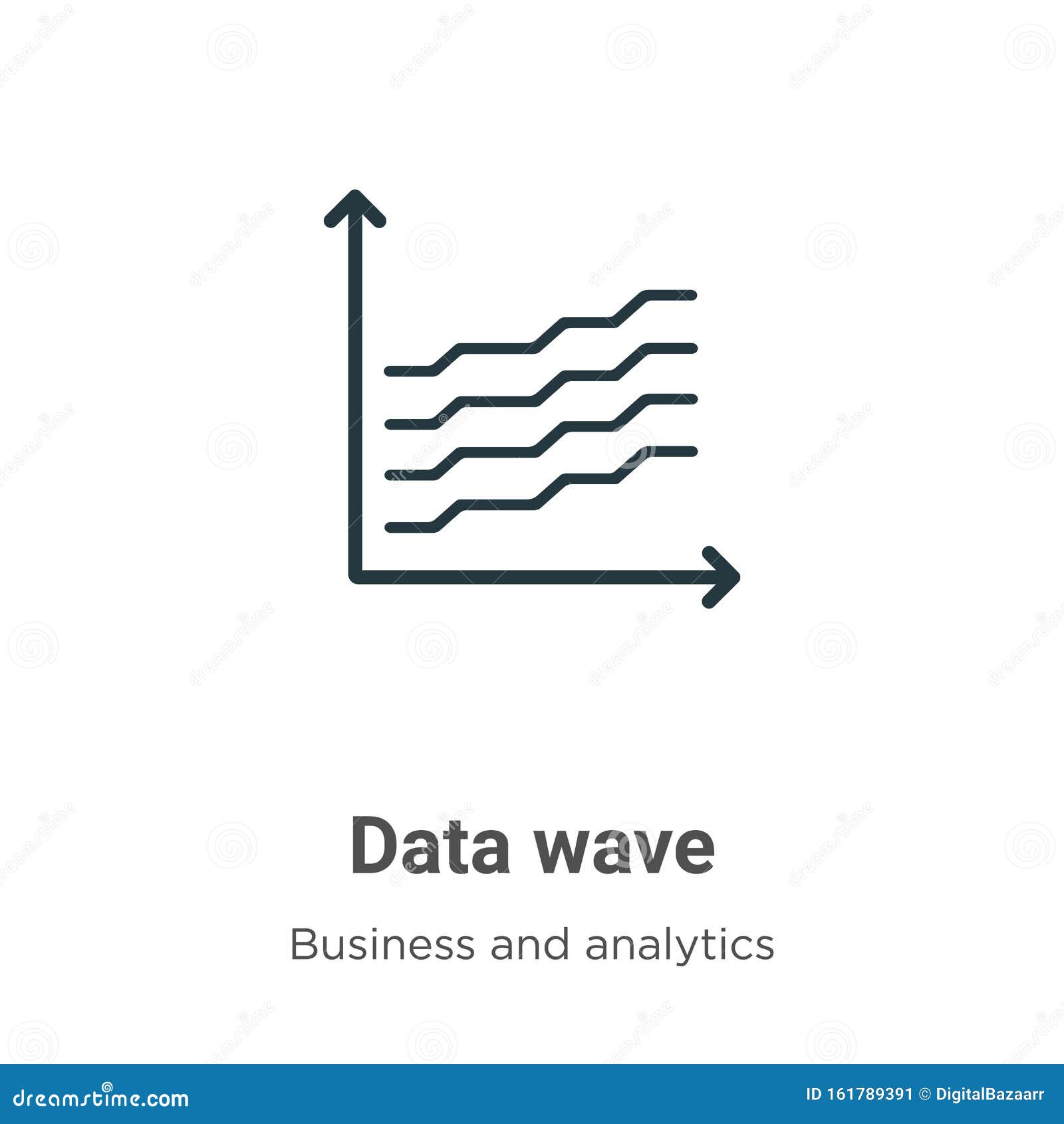 Data Wave Vector Icon on White Background. Flat Vector Data Wave Icon ...