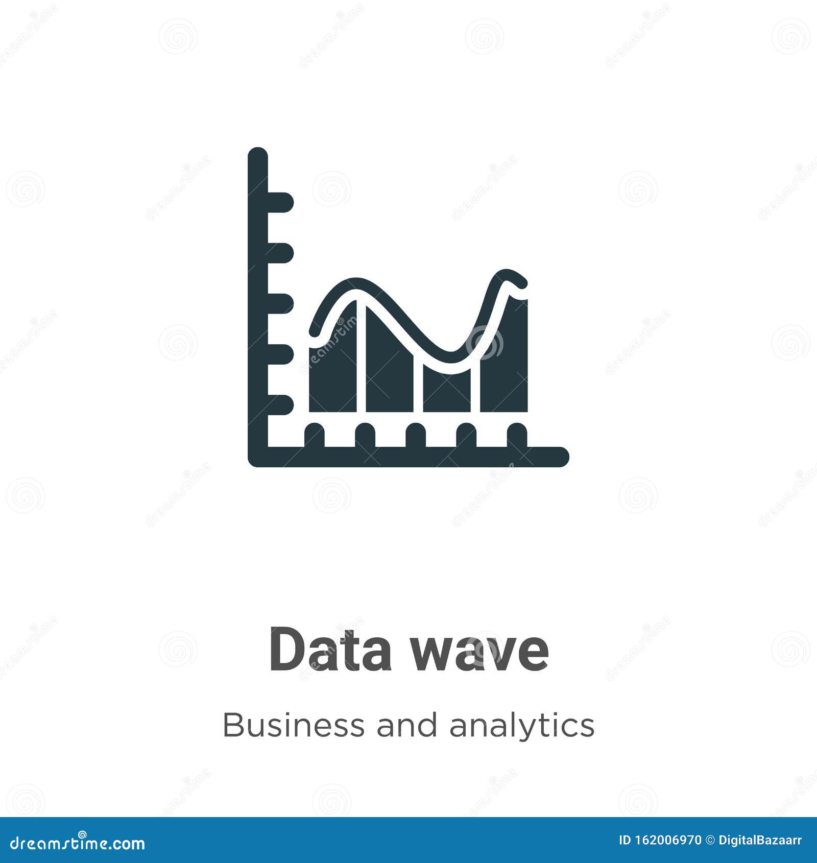 Data Wave Vector Icon on White Background. Flat Vector Data Wave Icon ...