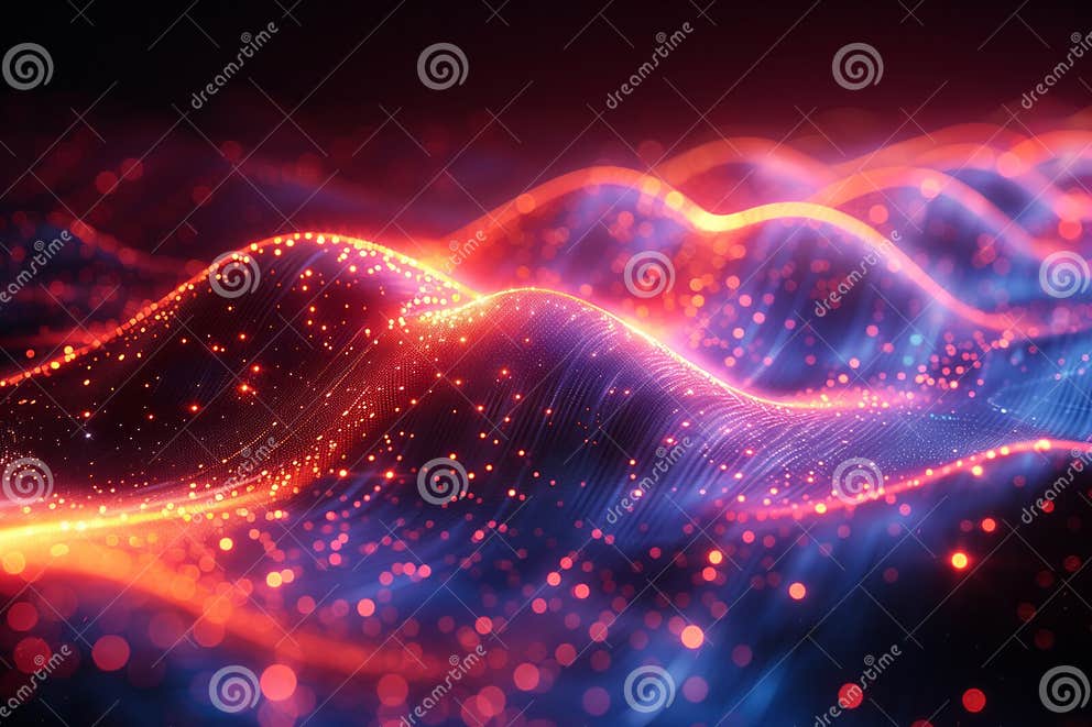 Data Waves, AI and Data Science Elements, Modern Abstract Style Stock ...
