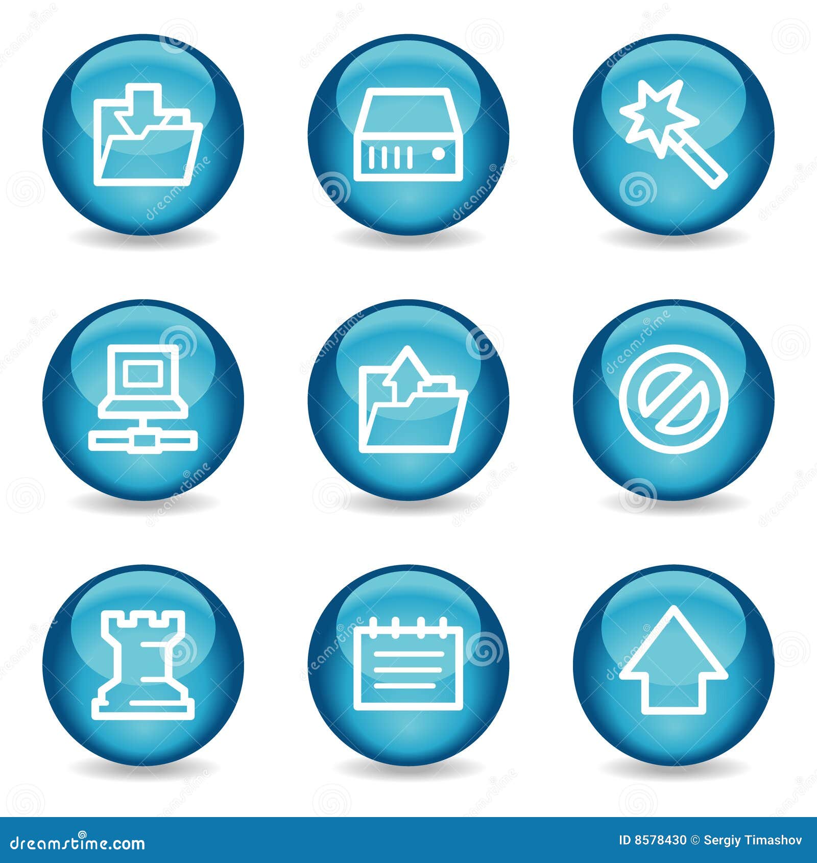 Data Web Icons, Blue Glossy Sphere Series Stock Vector - Illustration ...