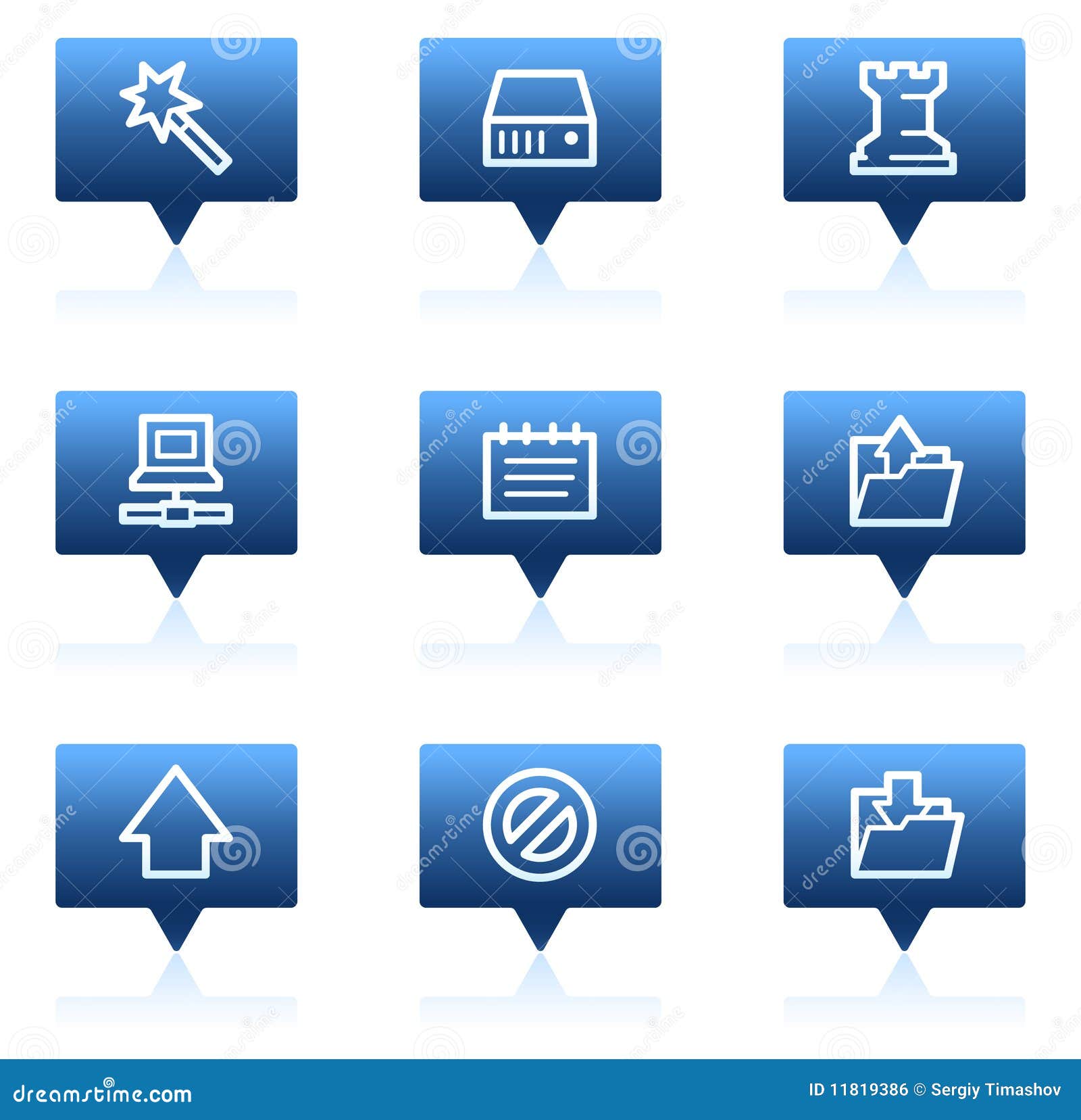 Data Web Icons, Blue Speech Bubbles Series Stock Illustration ...