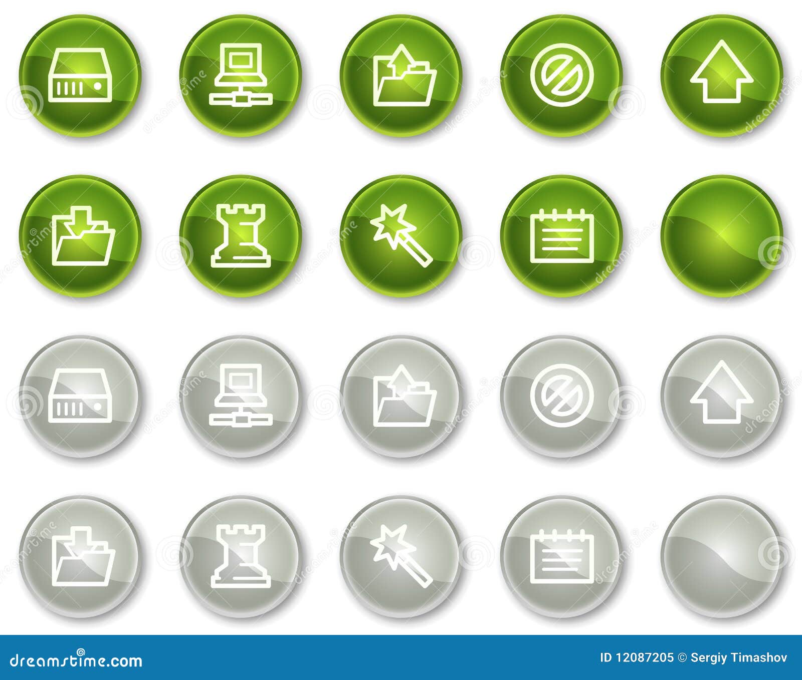 Data Web Icons, Green and Grey Circle Buttons Stock Vector ...