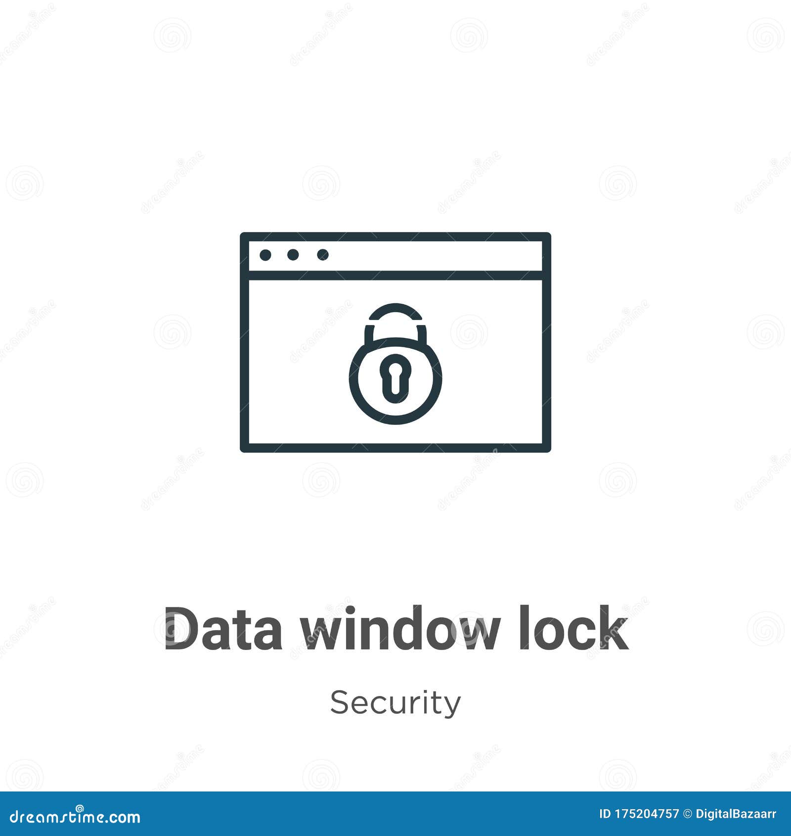Data Window Lock Symbol with a Key Outline Vector Icon. Thin Line Black ...