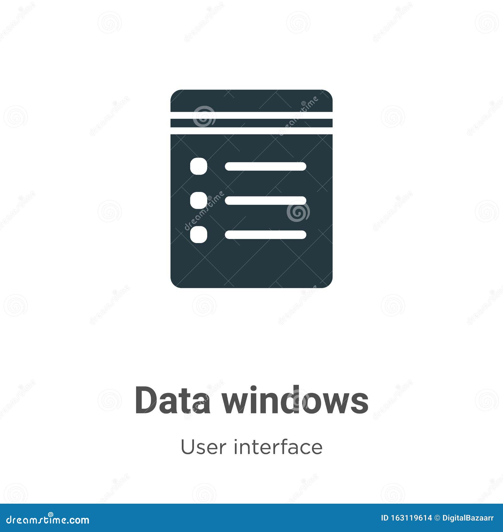 Data Windows Vector Icon on White Background. Flat Vector Data Windows ...