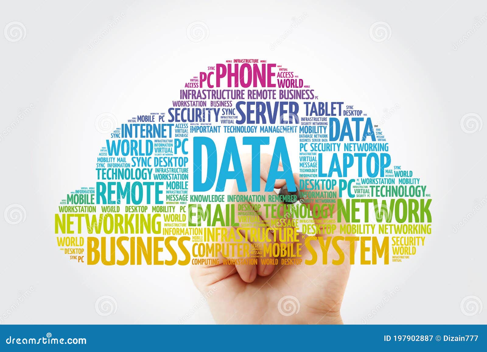 Data Word Cloud Collage with Marker, Technology Business Concept ...