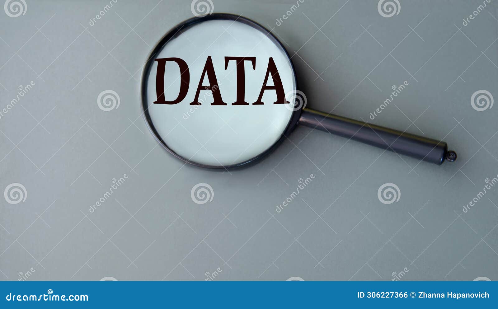 DATA - Word on Grey Background with Magnifying Glass Close-up Stock ...