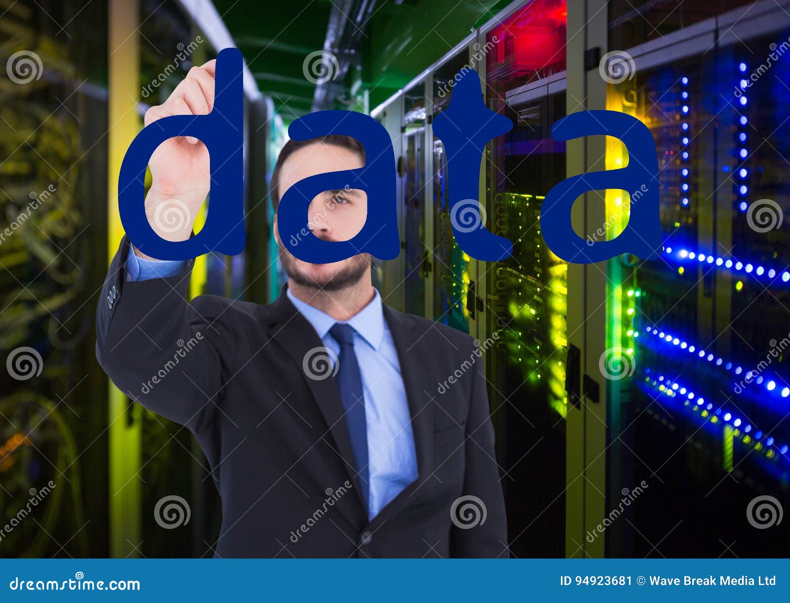 Data Worker, Writing DATA on the Screen. Stock Image - Image of montage ...