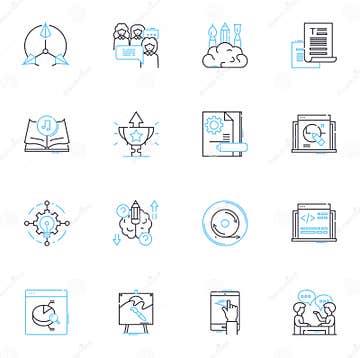 Data Writing Linear Icons Set. Analysis, Excel, Algorithm ...