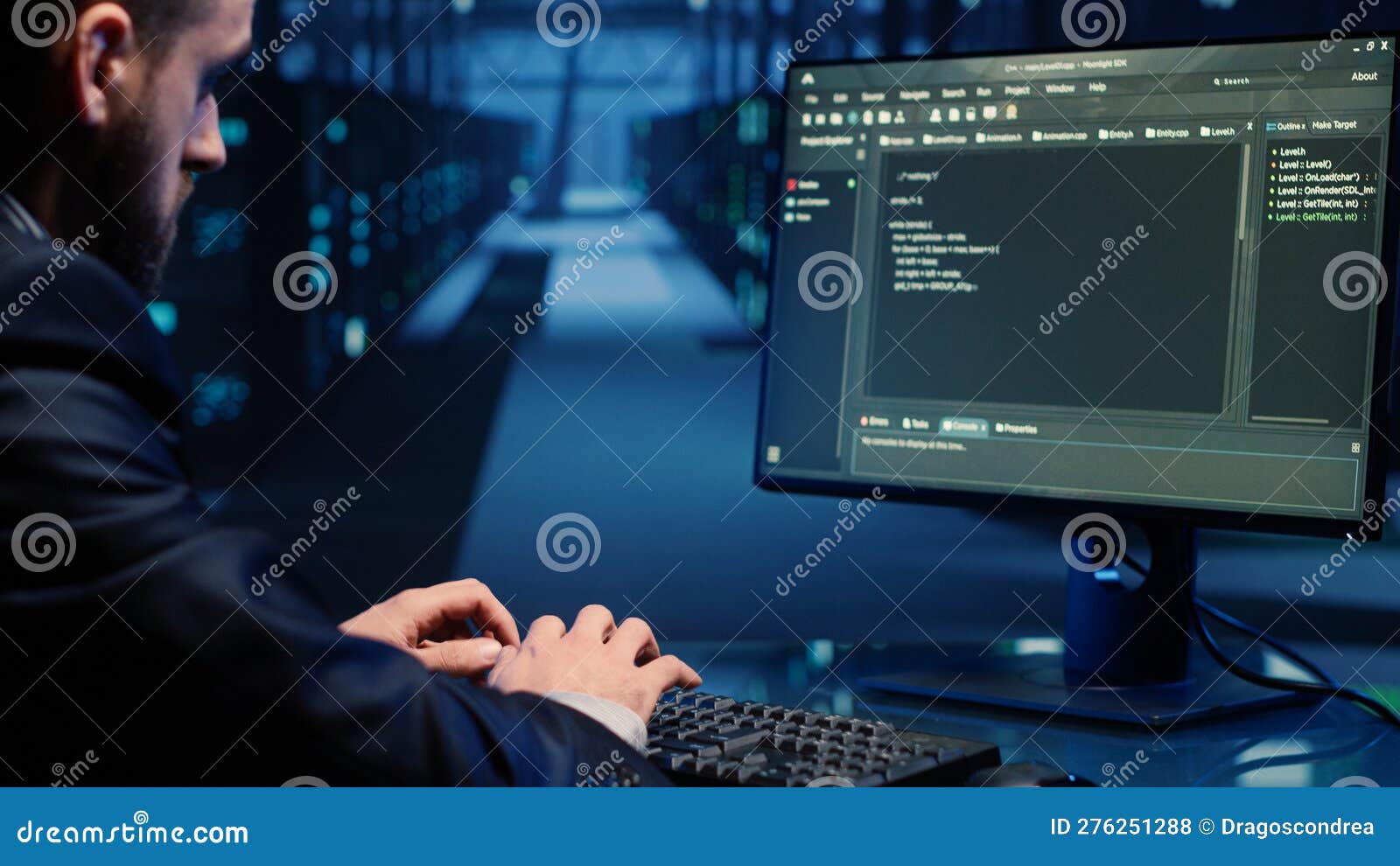 Database Admin Checking Mainframe System on Computer Stock Photo ...