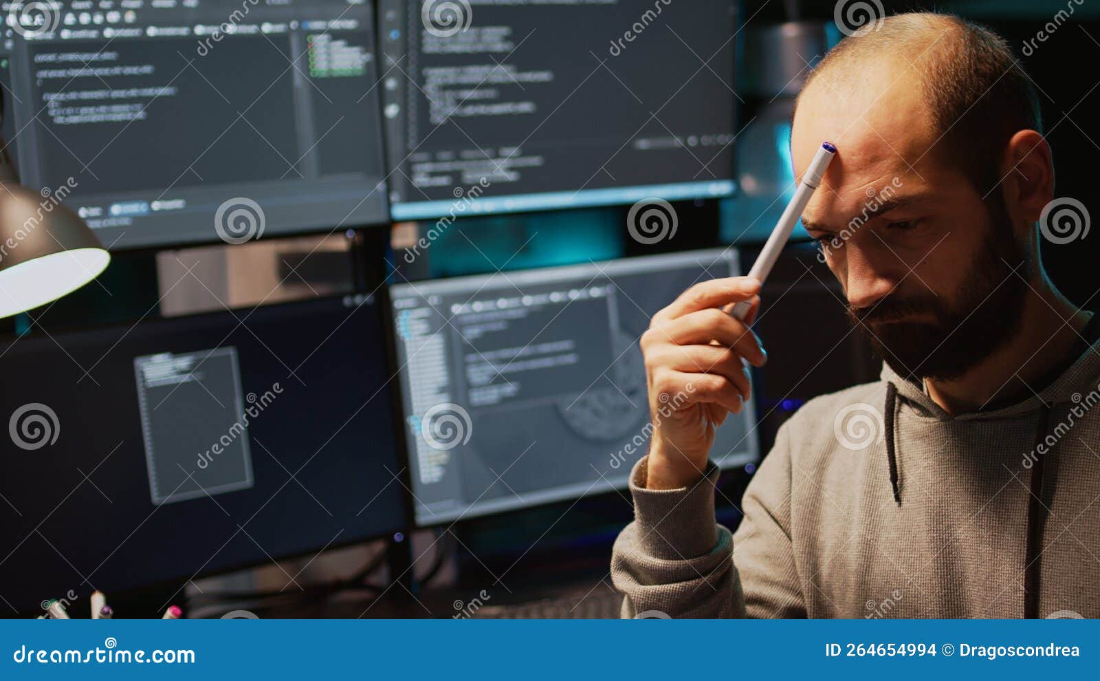 Database Admin Thinking about Programming Solution Stock Photo - Image of coding, ideas: 264654994