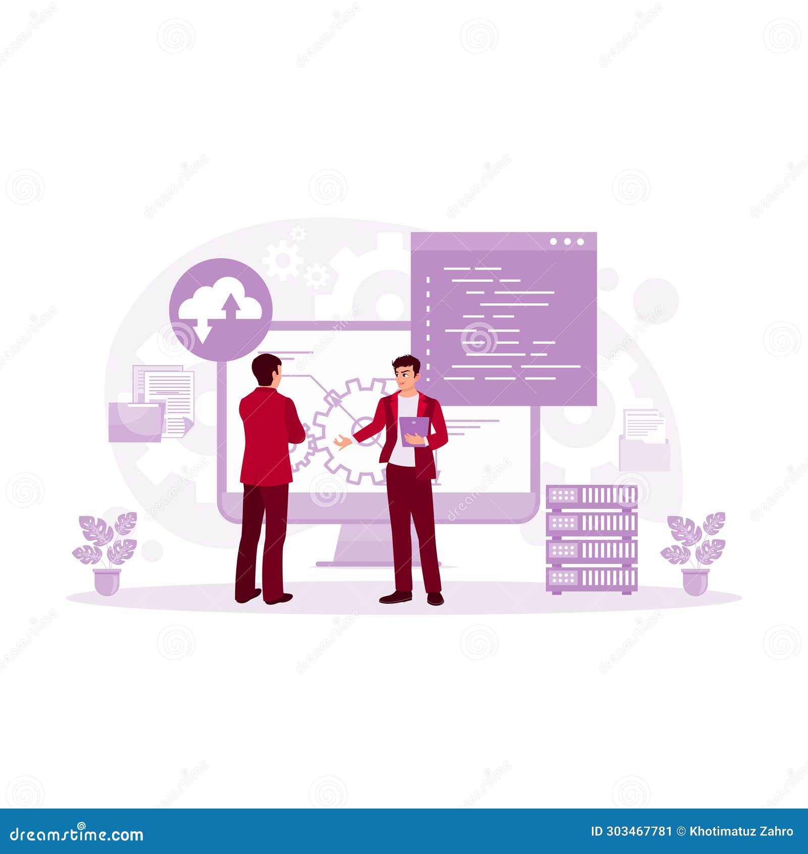 Database Administrator Standing in Front of the Computer Analyzing Data ...