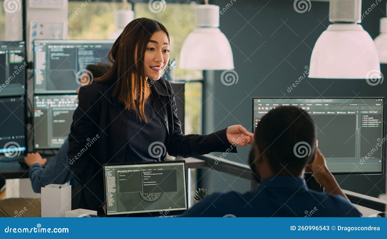 Database Admins Doing Highfive Gesture To Celebrate Coding Achievement Stock Image Image Of