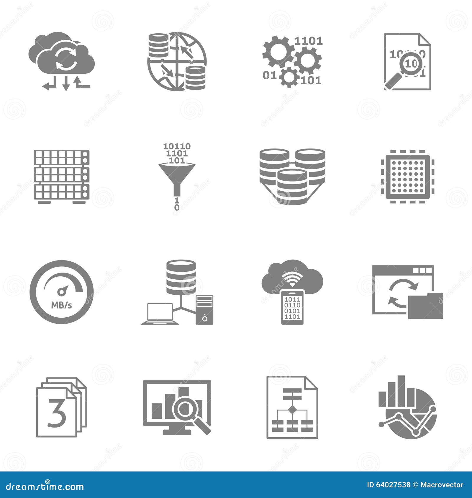 Database Analytics Black Icons Set Stock Vector - Illustration of ...