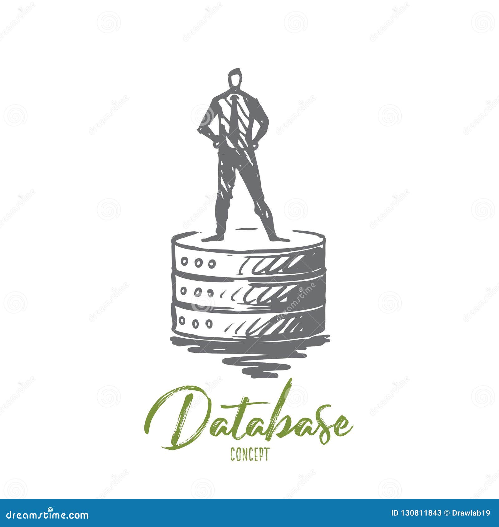 Database, Backup, Server, Software, Tool Concept. Hand Drawn Isolated ...