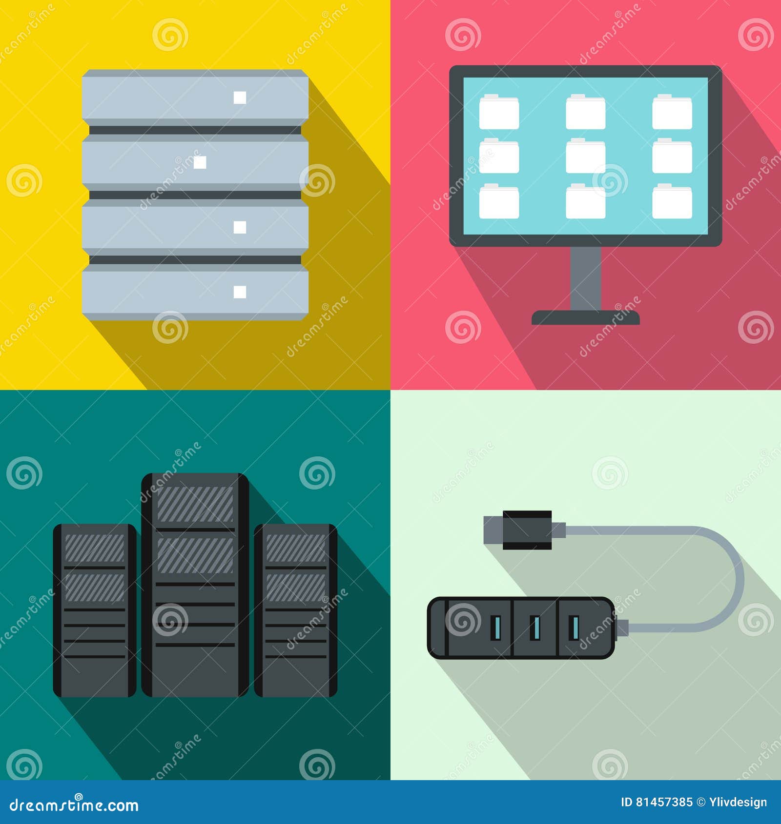 Database Banners Set, Flat Style Stock Vector - Illustration of icon ...