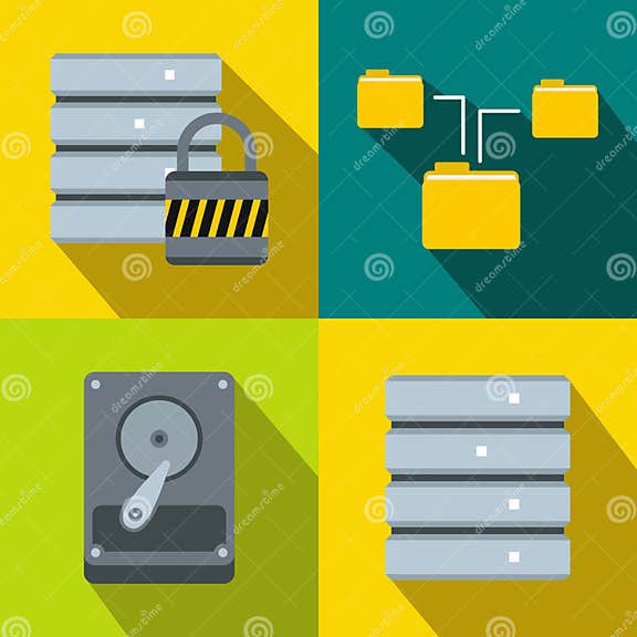 Database Banners Set, Flat Style Stock Vector - Illustration of connect ...