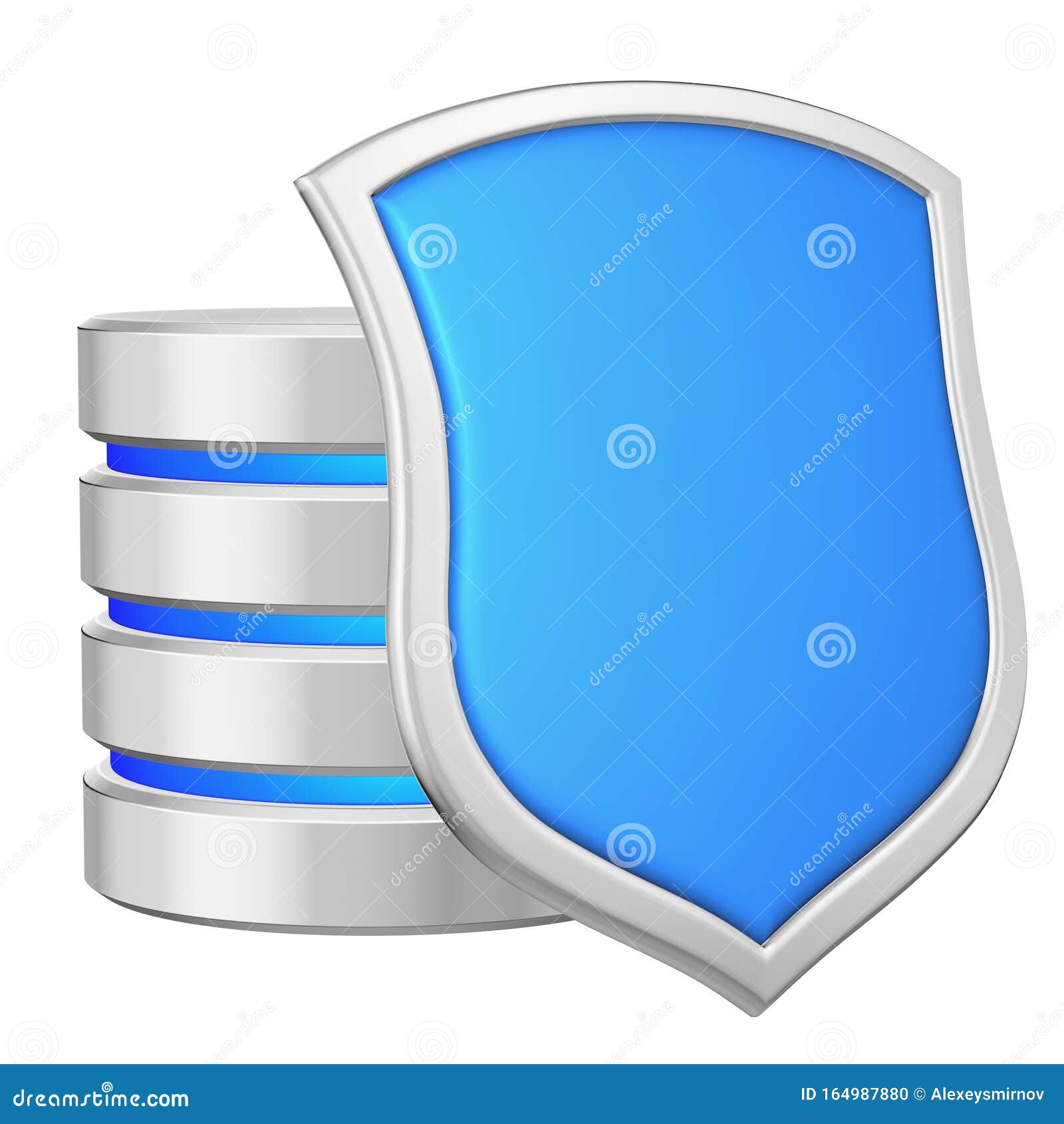 Database Behind Metal Blue Shield on Right Data Protection Conce Stock ...