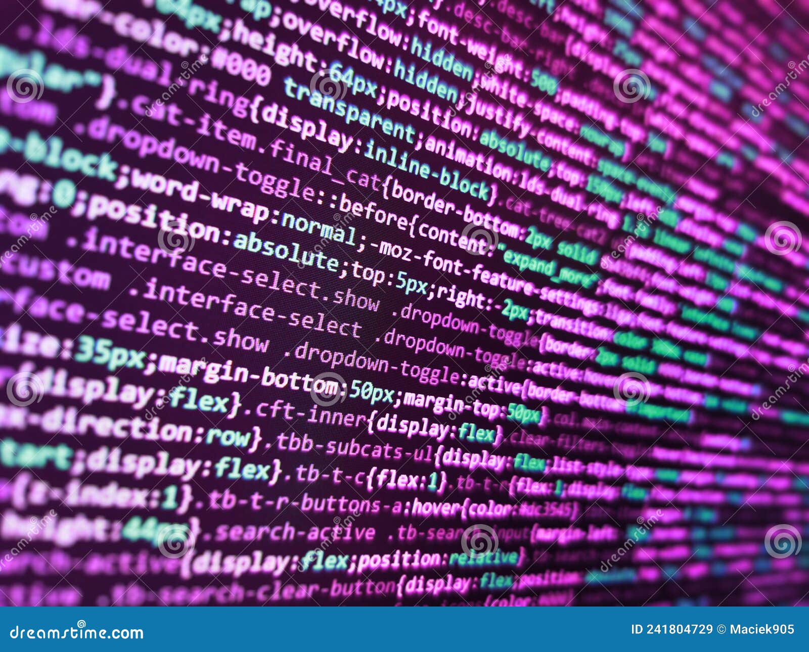 Database Bits Access Stream Visualisation Html And Css Code Developing Screenshot Stock Image