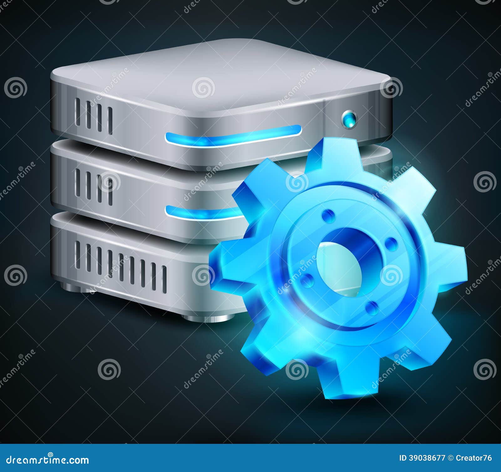 Database and blue gear stock vector. Illustration of mechanism - 39038677