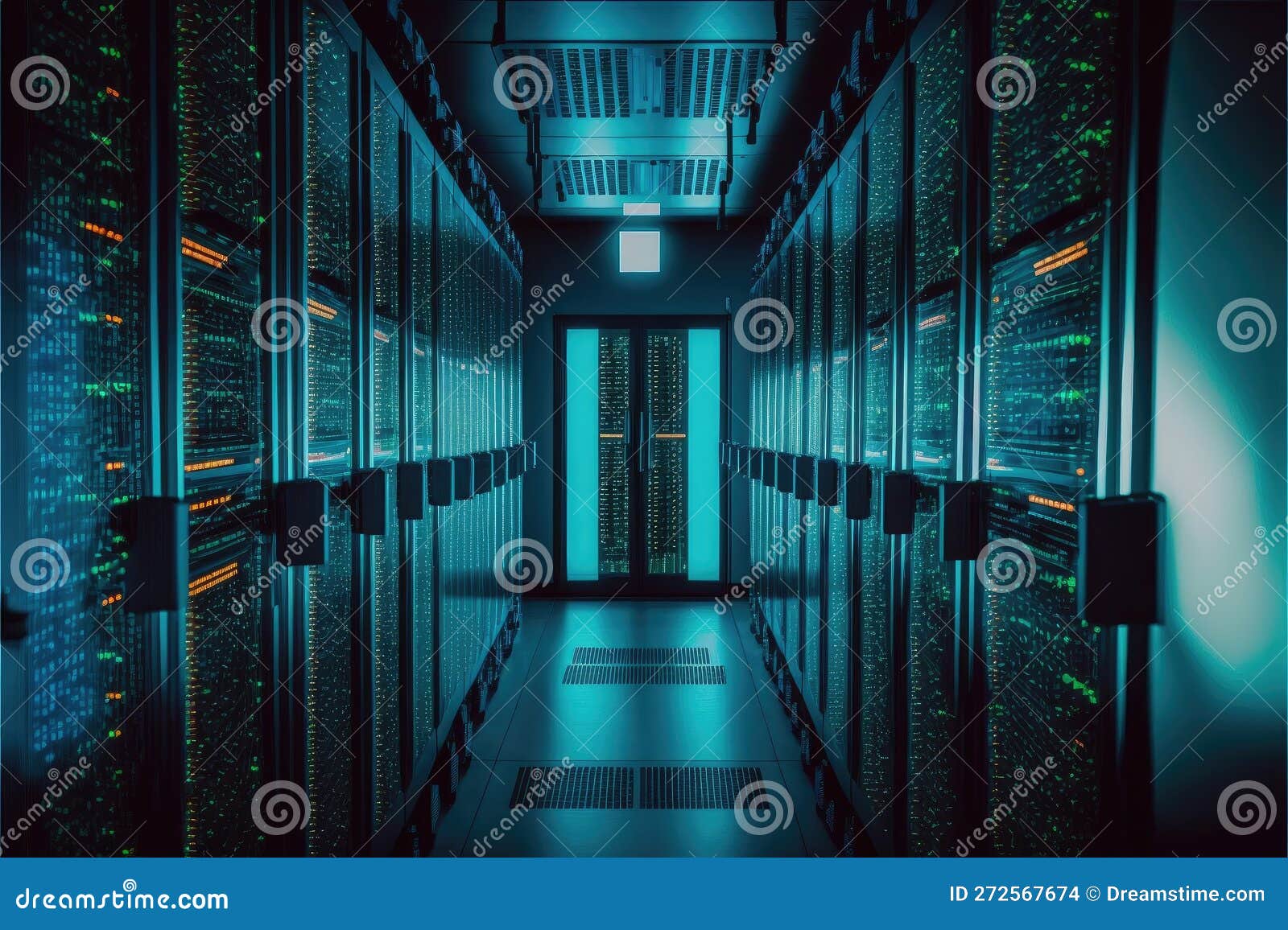 Database Center Room with Fully Service System Operated by Software ...