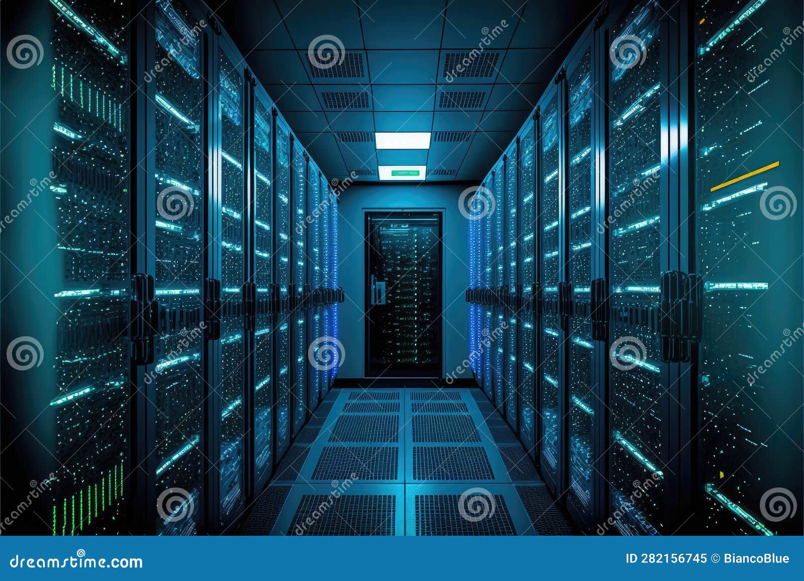 Database Center Room with Fully Service System Operated by Software ...