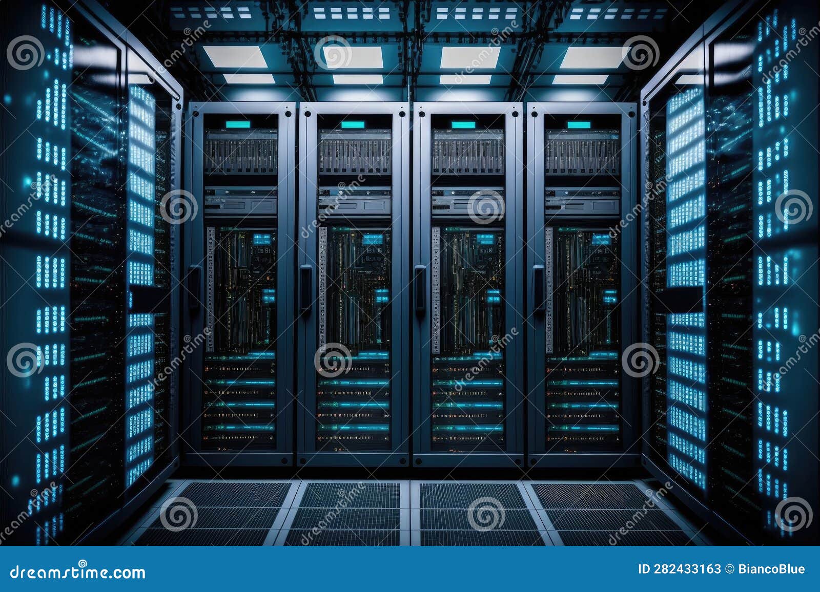 Database Center Room with Fully Service System Operated by Software ...