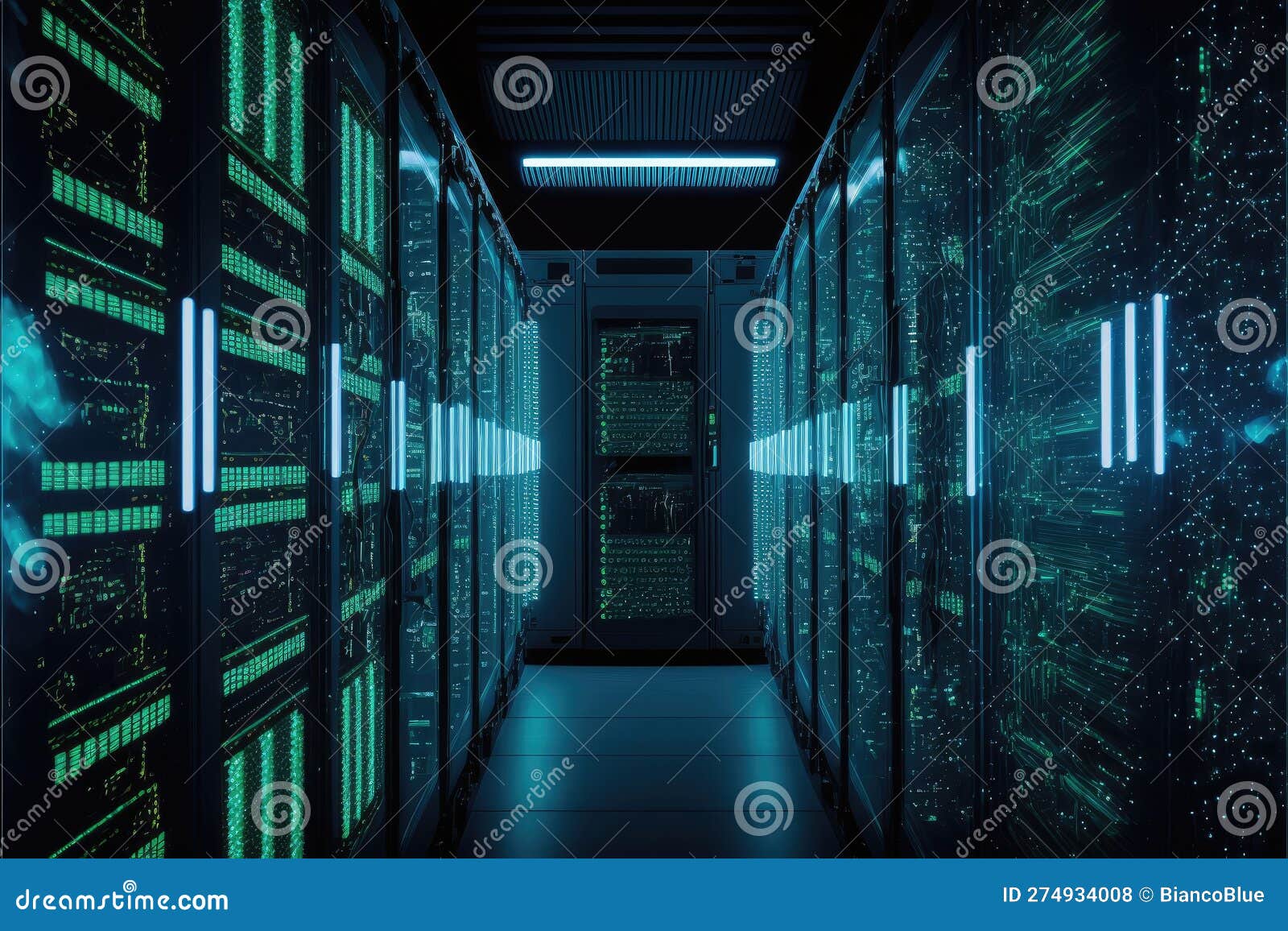 Database Center Room with Fully Service System Operated by Software ...